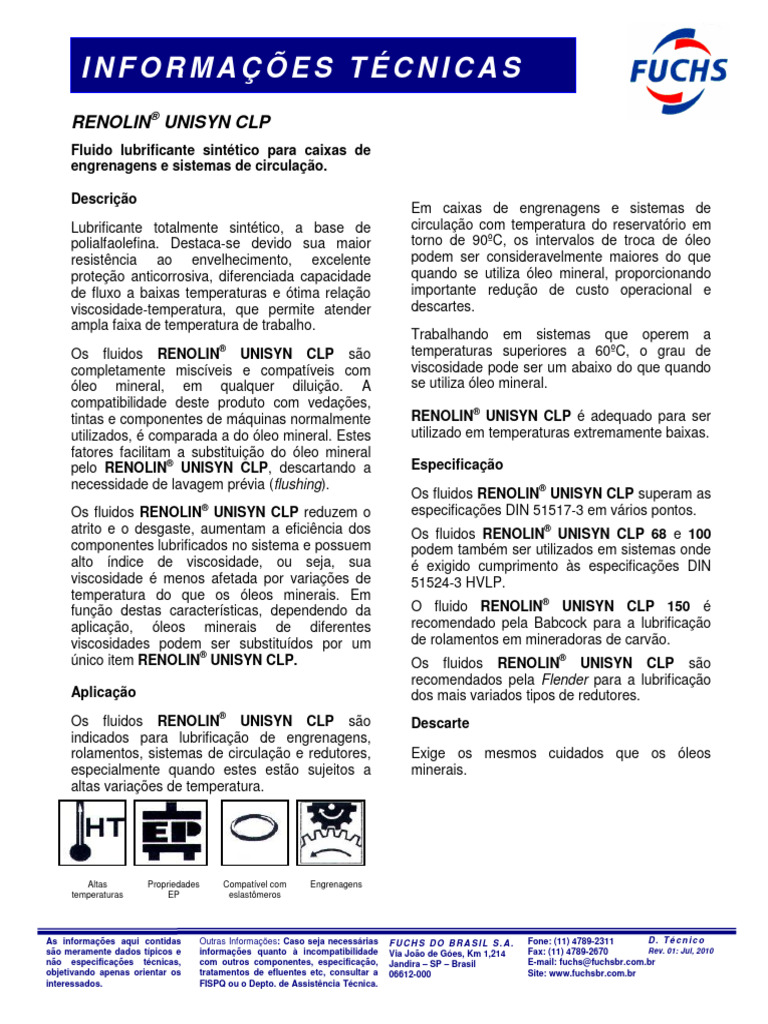 Renolin Unisyn CLP - It | PDF