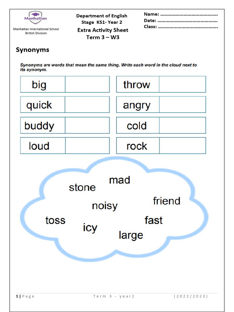 Year 2 Term 3 Extra ACT. Pack Week 2 | PDF | Syntax | Linguistics
