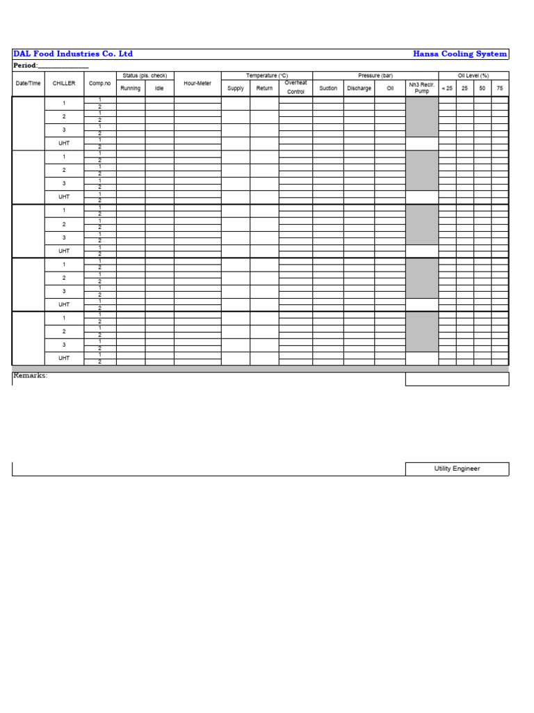 Air Compressor Logsheet | PDF