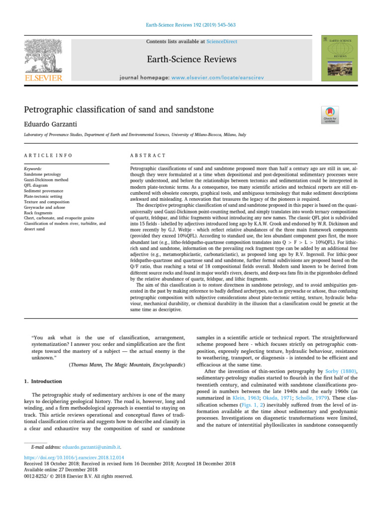 Petrographic Classification of Sand and Sandstone | Download Free PDF ...