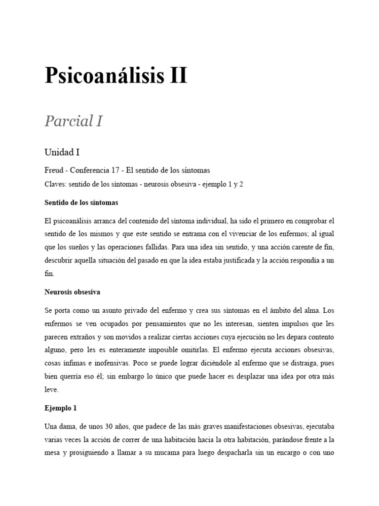 Psicoanálisis II Parcial 1 Psico Unr | PDF