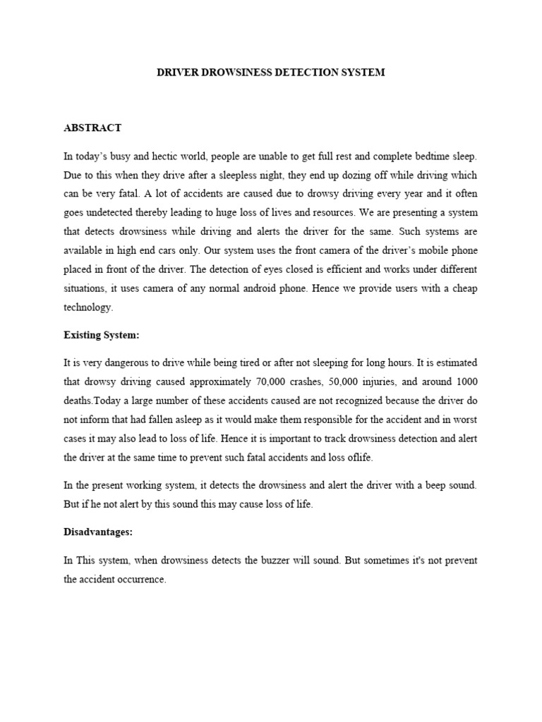 Driver Drowsiness Detection System Pdf Software Testing Parameter