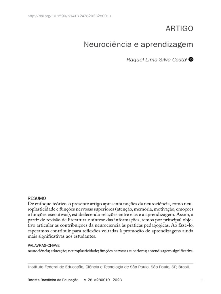 Neuro e Aprendizagem | PDF | Aprendizado | Memória