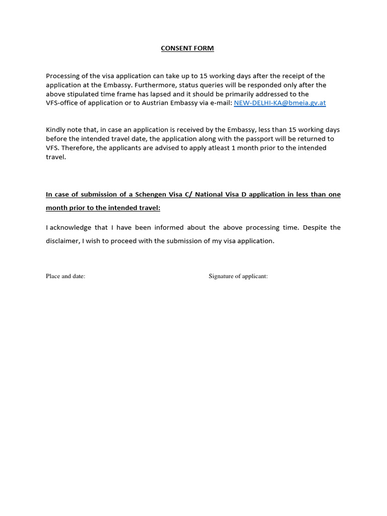 Schengen Visa Consent Form | PDF | Finance & Money Management