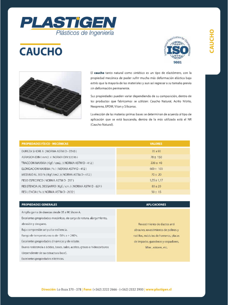 Ficha Técnica Caucho | PDF