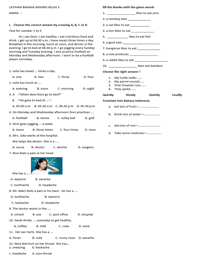 Latihan Bahasa Inggris Kelas 3 Pdf Lunch Meal