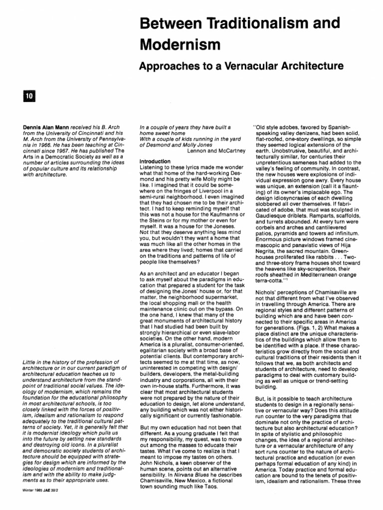 Mann, D.A. - Between Traditionalism and Modernism Approaches To A ...
