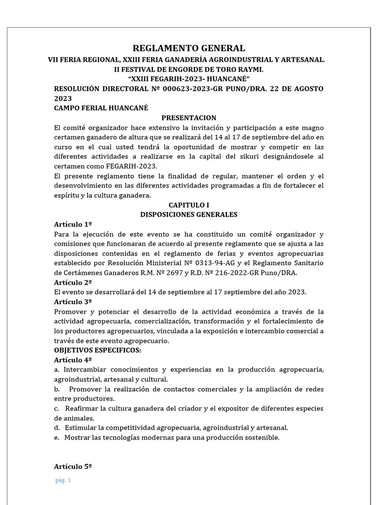 Okey Reglamento Geeneral 2023 Final | PDF | Subasta | Oveja