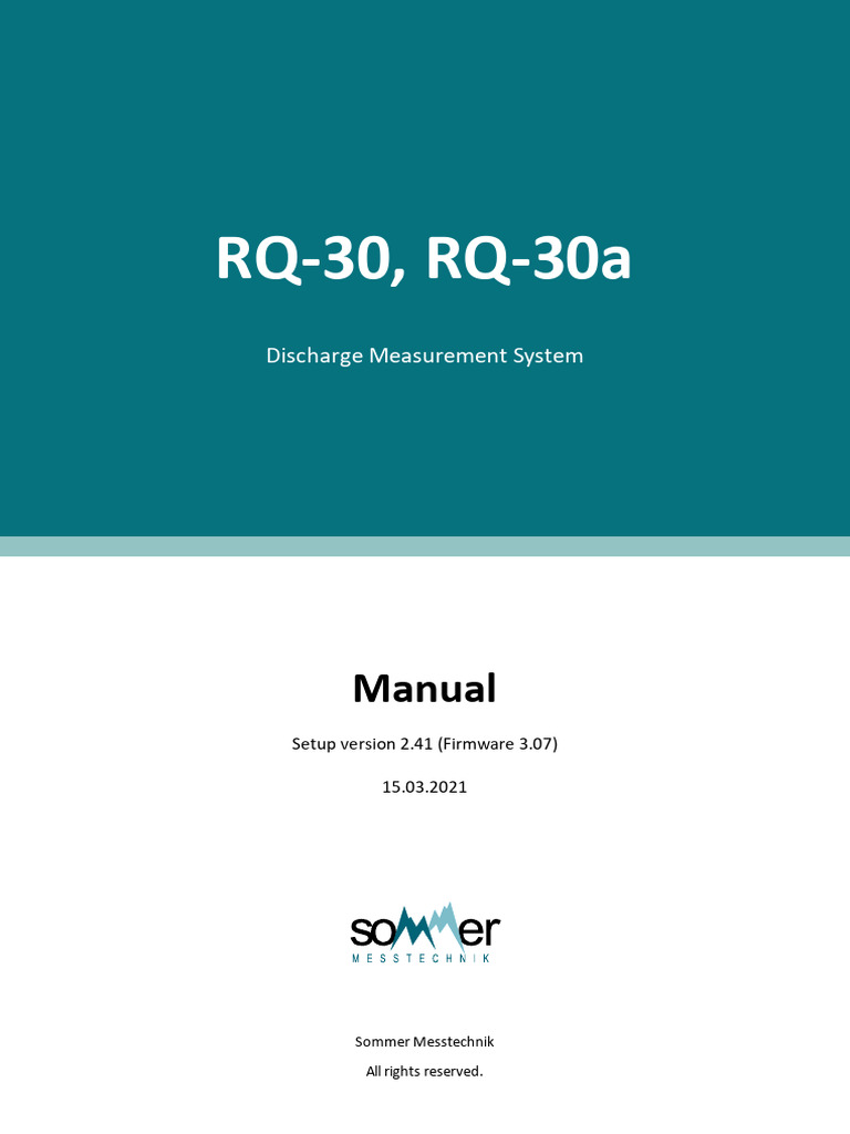 Manual RQ 30 2.41 | PDF | Radar | Discharge (Hydrology)
