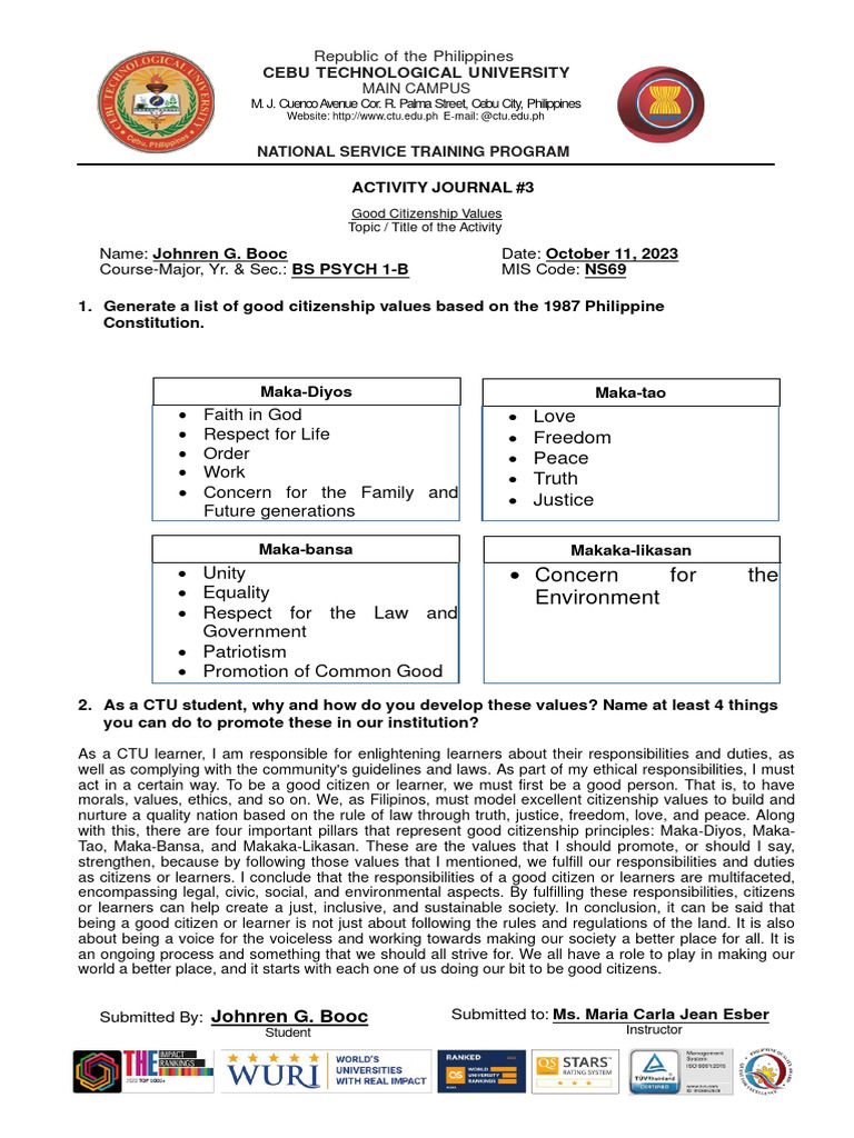 BsPsych 1B Booc Activity3 | PDF | Applied Philosophy | Justice