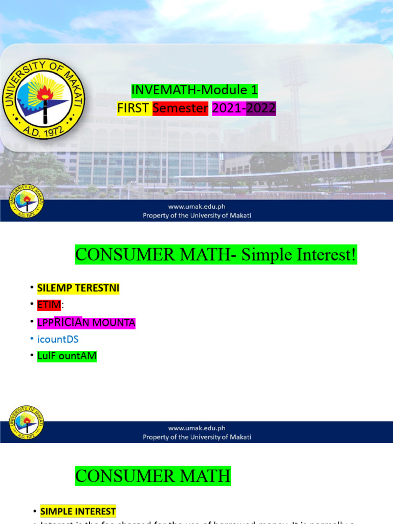 Umak PPT Template Invemath Module 1.simple Interest - Module 2 | PDF ...