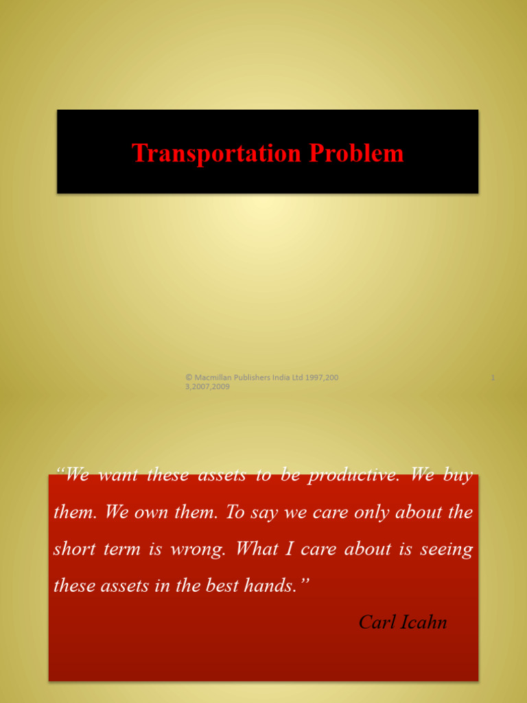 Transportation Problem | PDF | Equations | Applied Mathematics