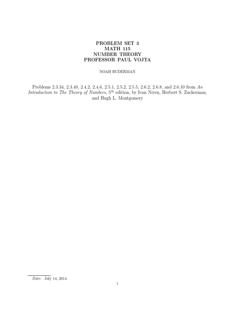 Number Theory Homework 3 | Download Free PDF | Factorization | Number Theory