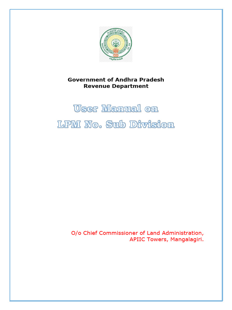 LPM Sub-Division Process in Andhra Pradesh | PDF