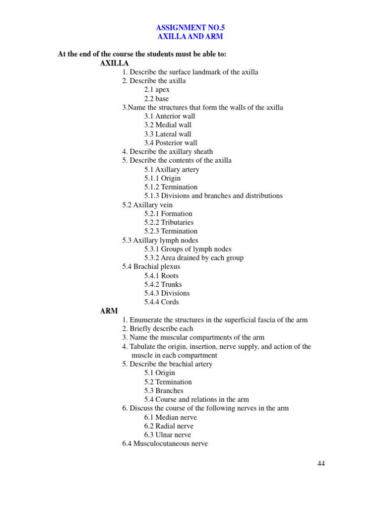 LAB Axilla & Arm | PDF | Arm | Musculoskeletal System LAB Axilla & Arm | PDF | Arm | Musculoskeletal System