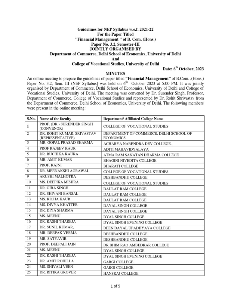 S.No. Name of The Faculty Department/ Affiliated College Name 1 | PDF | Cost Of Capital ...