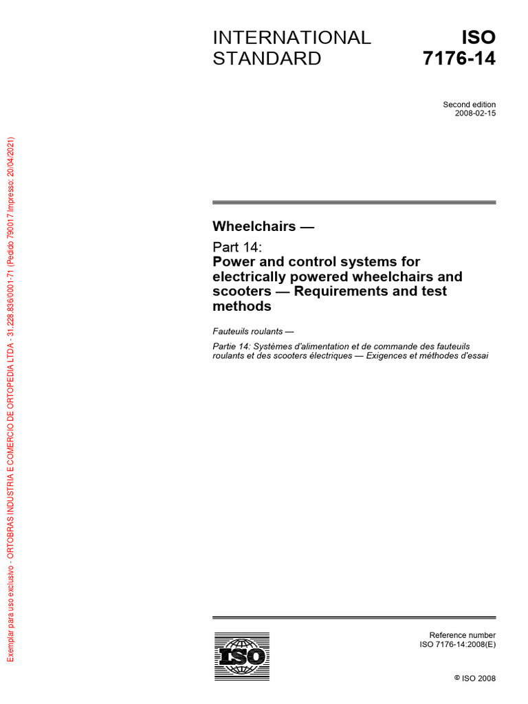 Iso 7176-14 | PDF | International Organization For Standardization | Electrical Connector