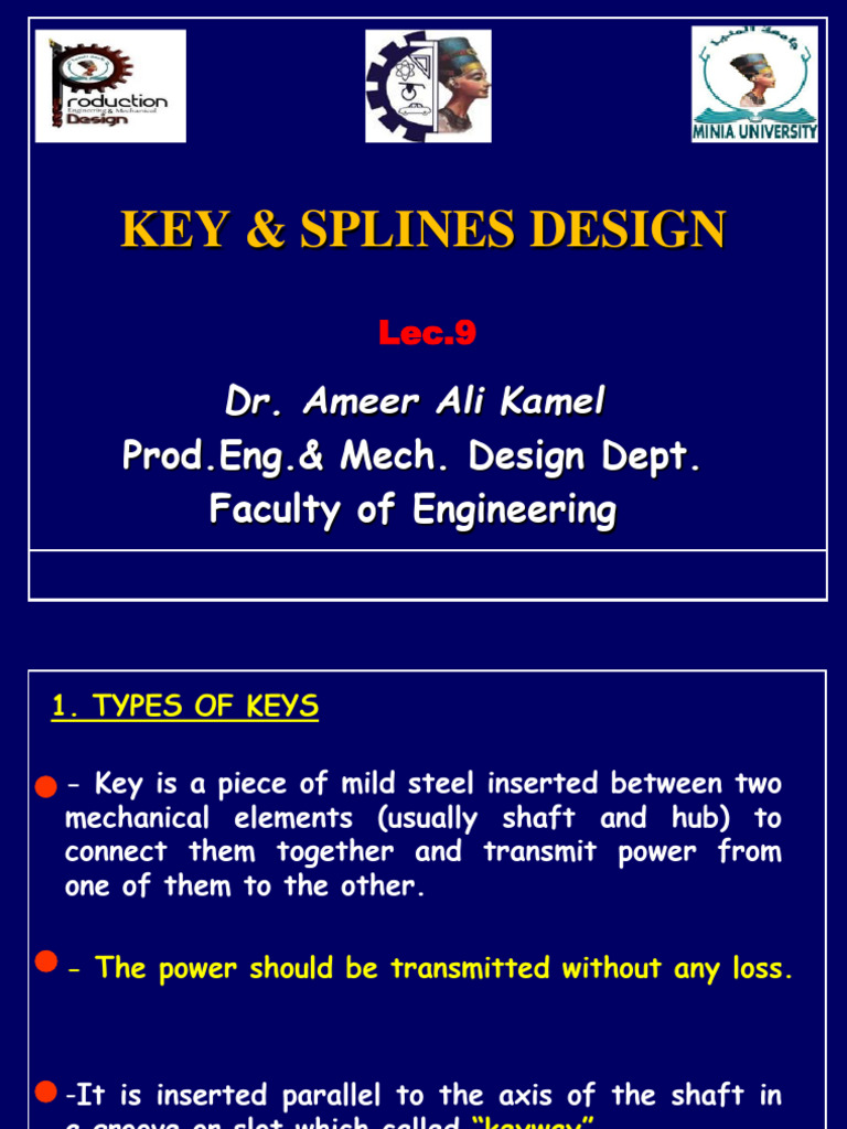Key and Spline Design Guide | PDF | Mechanical Engineering | Applied ...