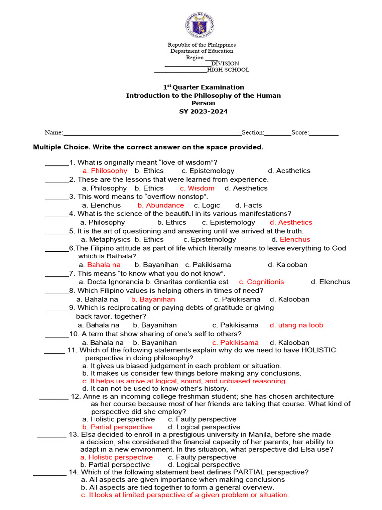 PT Intro To Philo Q1 | PDF | Fallacy | Reason