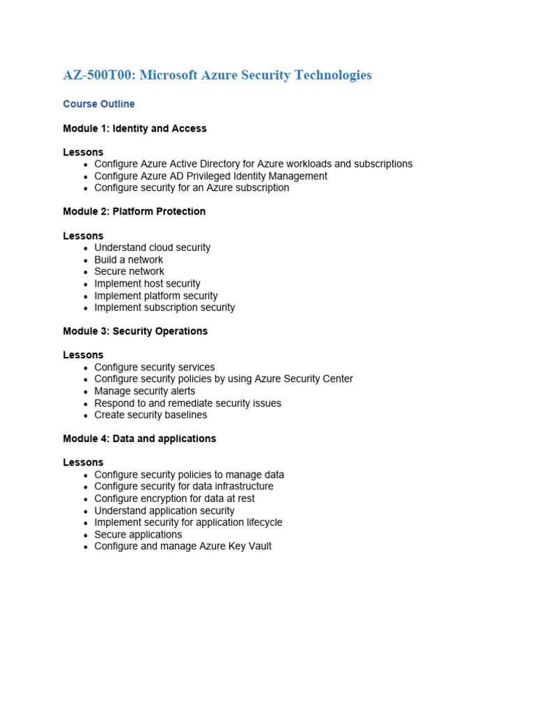AZ500 MicrosoftAzureSecurityTechnologies | PDF