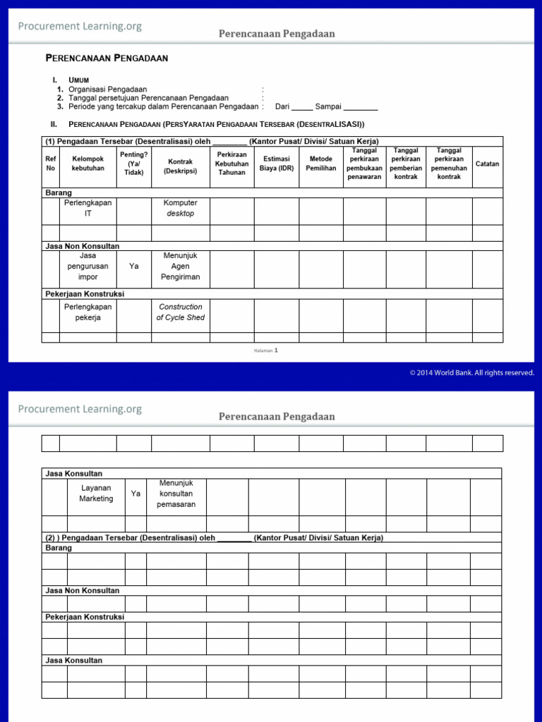 Template Perencanaan Pengadaan | PDF