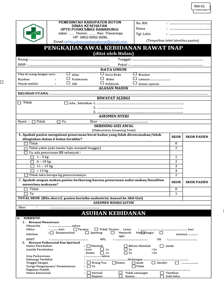 Rekam Medik Kebidanan Rawat Inap | PDF
