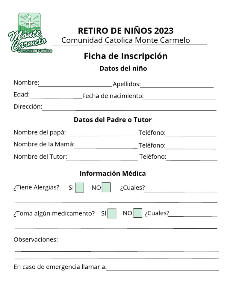 Ficha de Retiro 2023 | PDF