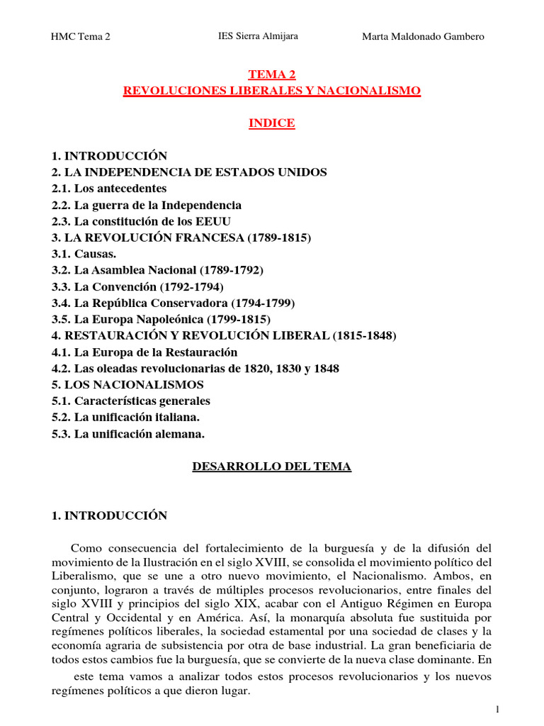 Tema 2 Historia | PDF | Primer imperio francés | Napoleón