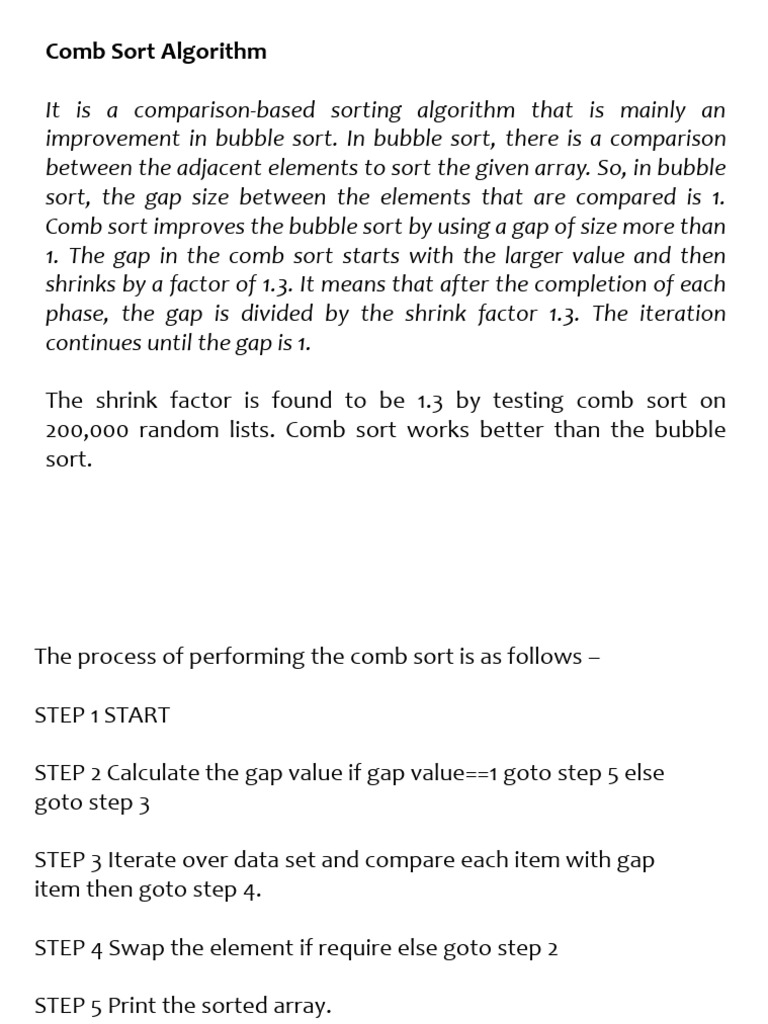 Comb Sort | PDF