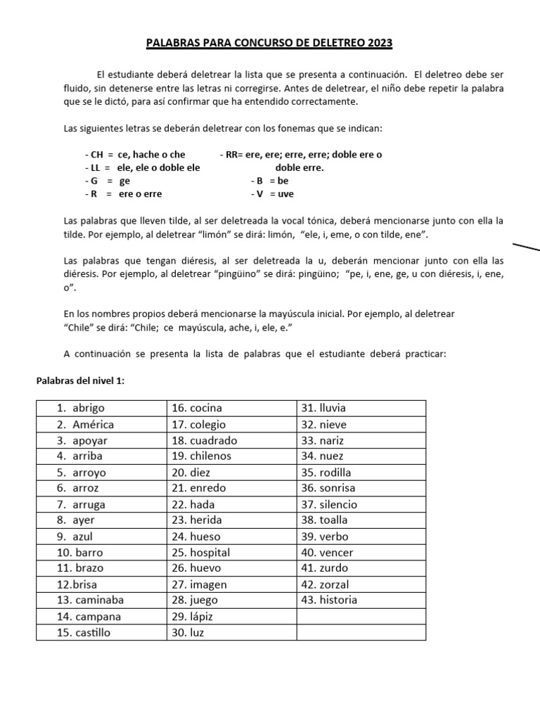 Listado-De-Palabras 3° y 4° | PDF | Ortografía | Grafemas