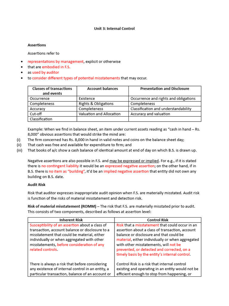 Understanding Internal Control Assertions | PDF | Internal Control | Internal Audit
