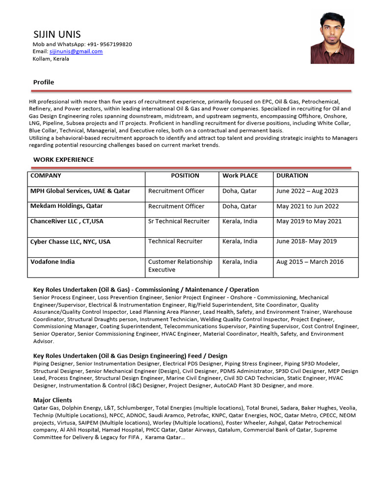 Sijinunis Resume | PDF | Recruitment | Qatar