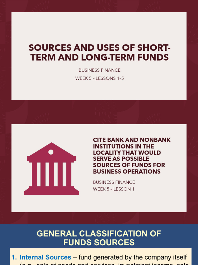Business Finance - Sources and Uses of Short-Term and Long-Term Funds ...