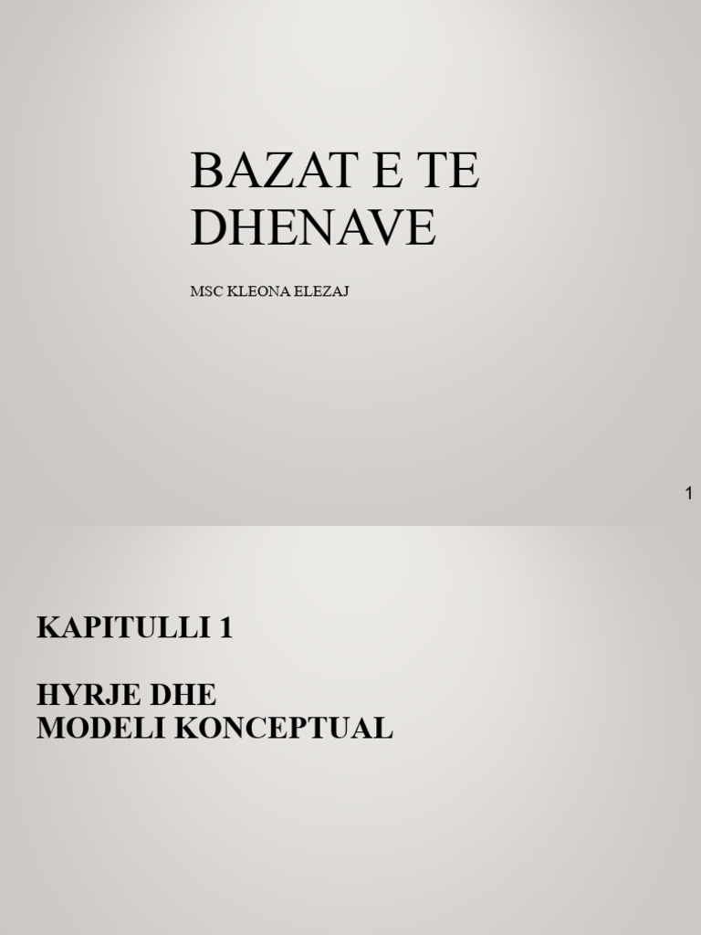 Kapitulli1 - DB Hyrje Dhe Modeli Konceptual | PDF