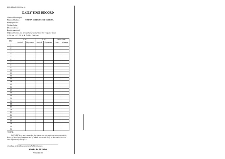 Blank DTR | PDF | Career & Growth