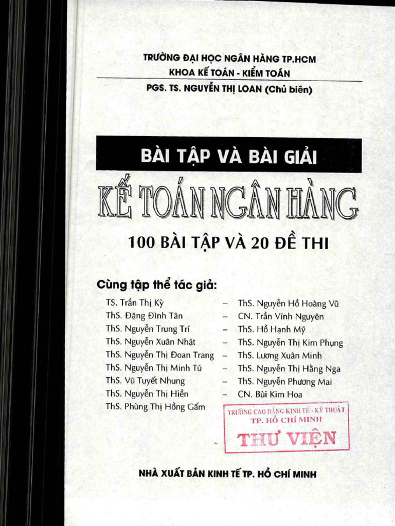 Kế Toán Ngân Hàng (100 Bài Tập Và 20 Đề Thi) - Phần 1 - 1452376 | PDF