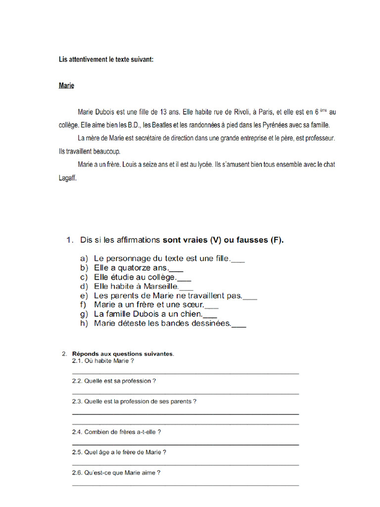 Teste Francês 2 Teste Pdf