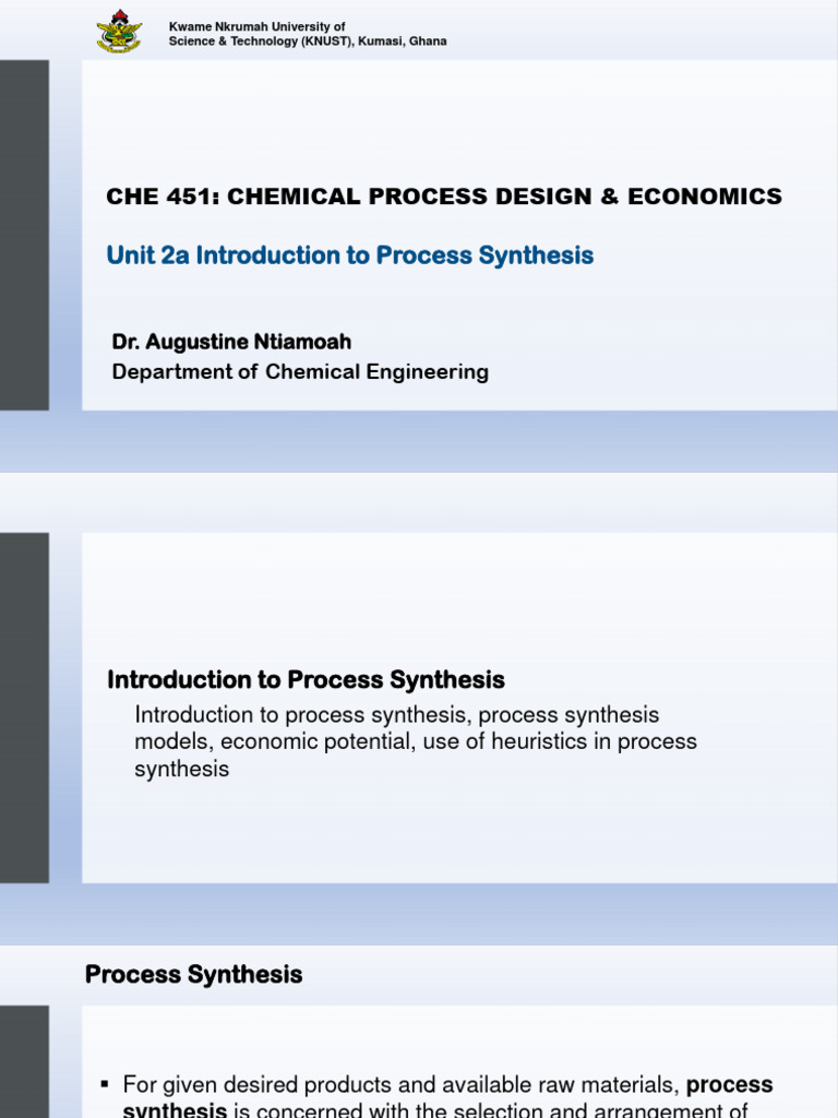 3. Process Synthesis 1- Introduction | PDF | Chemical Reactor | Benzene