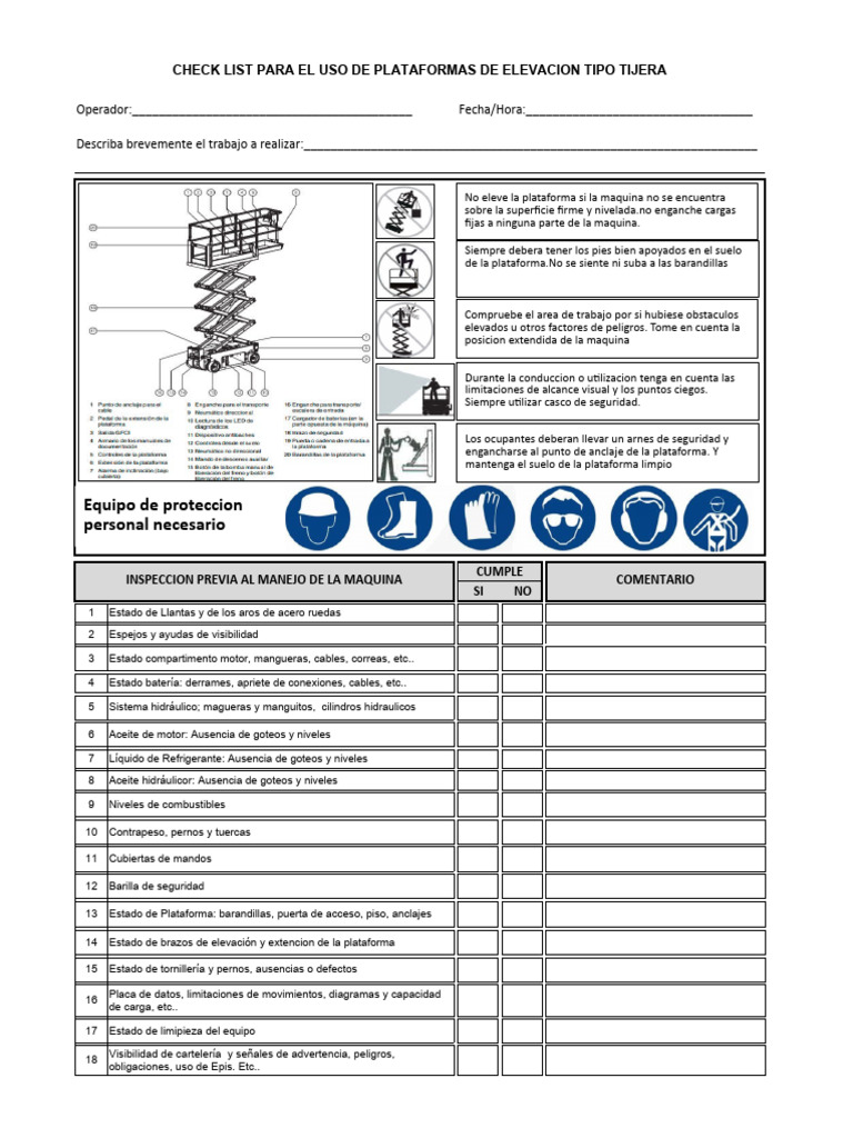 Checklist de Plataformas-Elevadoras | PDF