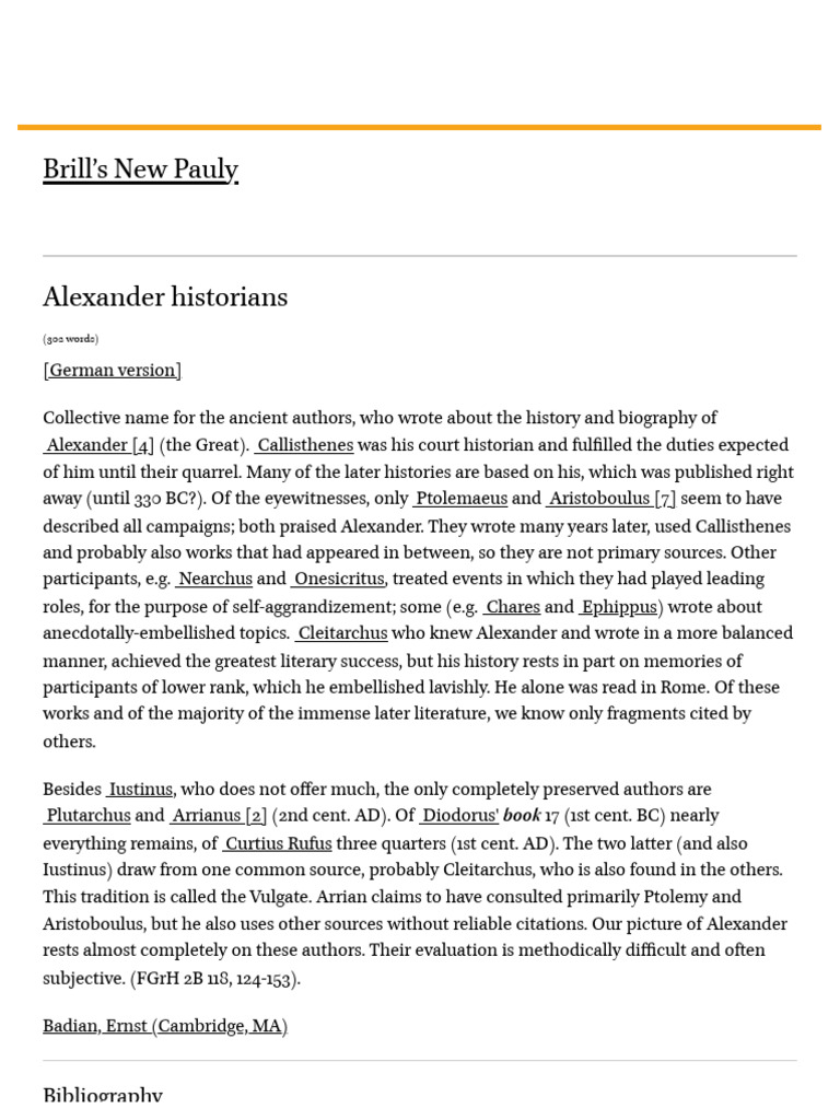 Alexander Historians - Brill | PDF