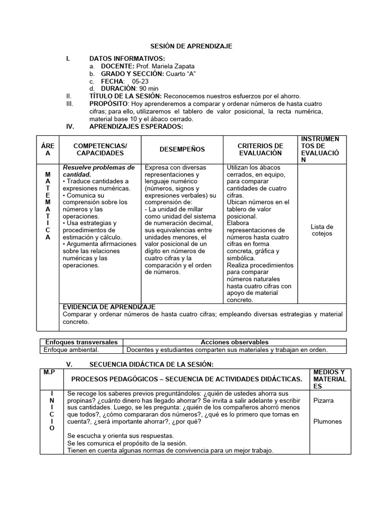 Matematica Comparar y Ordenar Numeros | PDF | Números | Aprendizaje