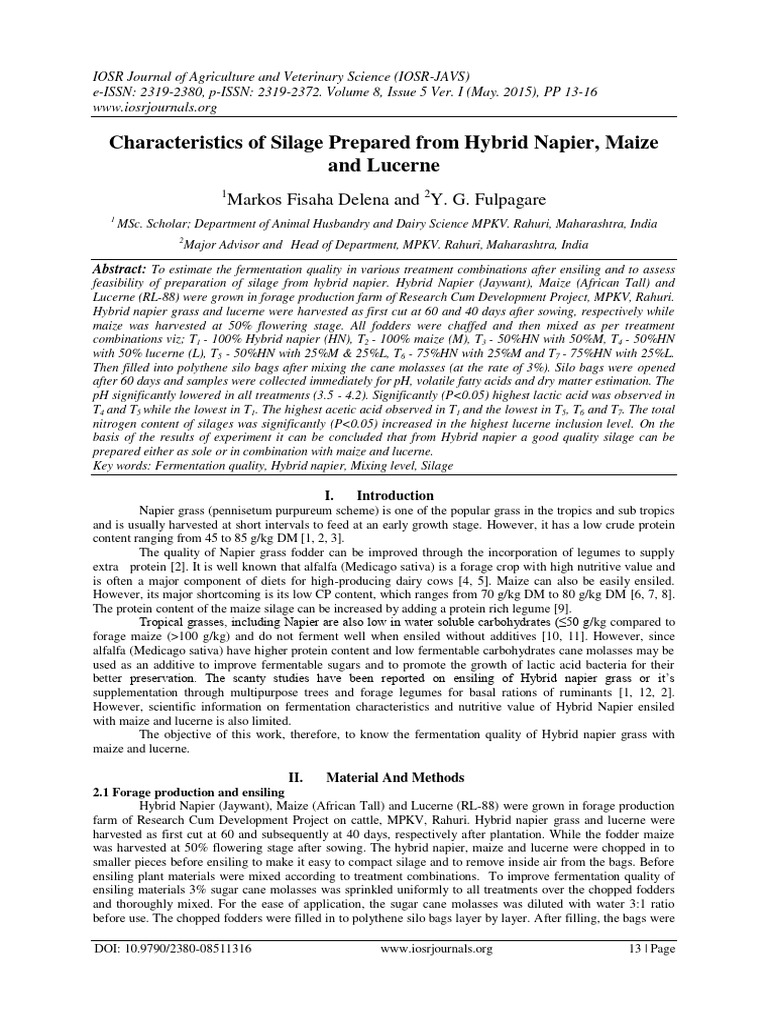 Silage From Napier Grass | PDF