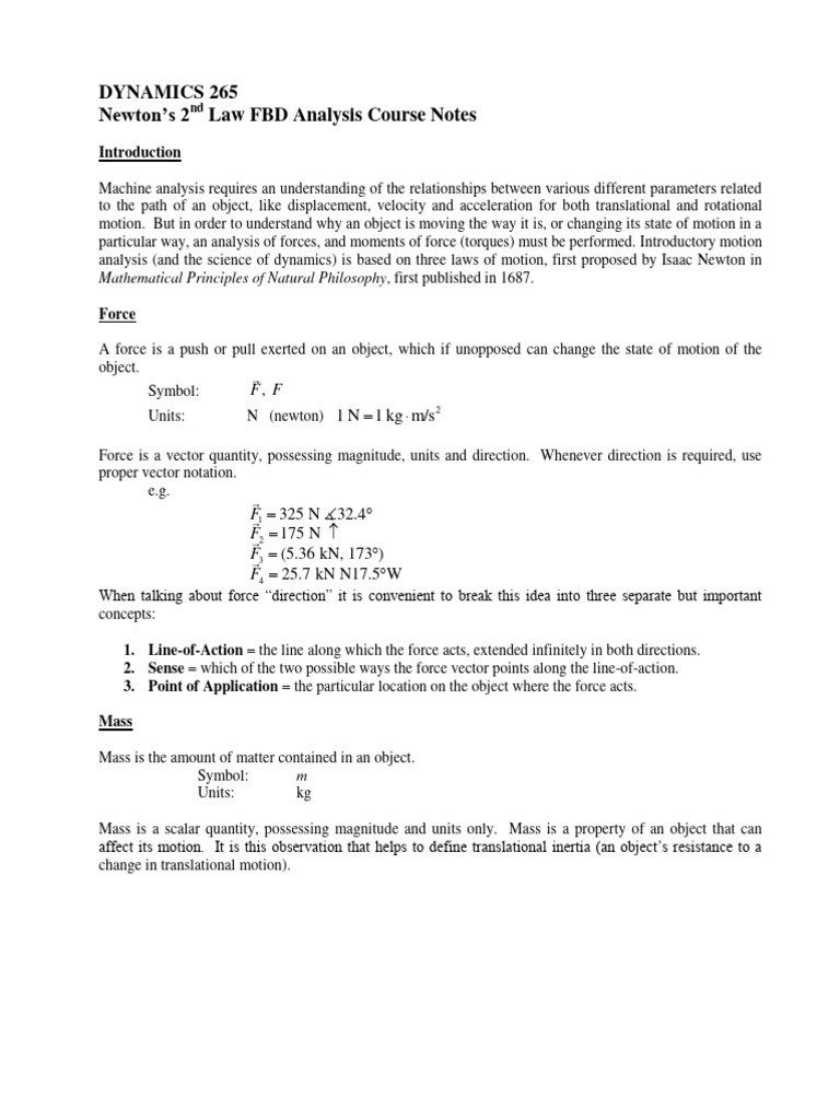 Module 4 Notes - Newton's 2nd Law FBD Analysis | PDF | Force | Friction
