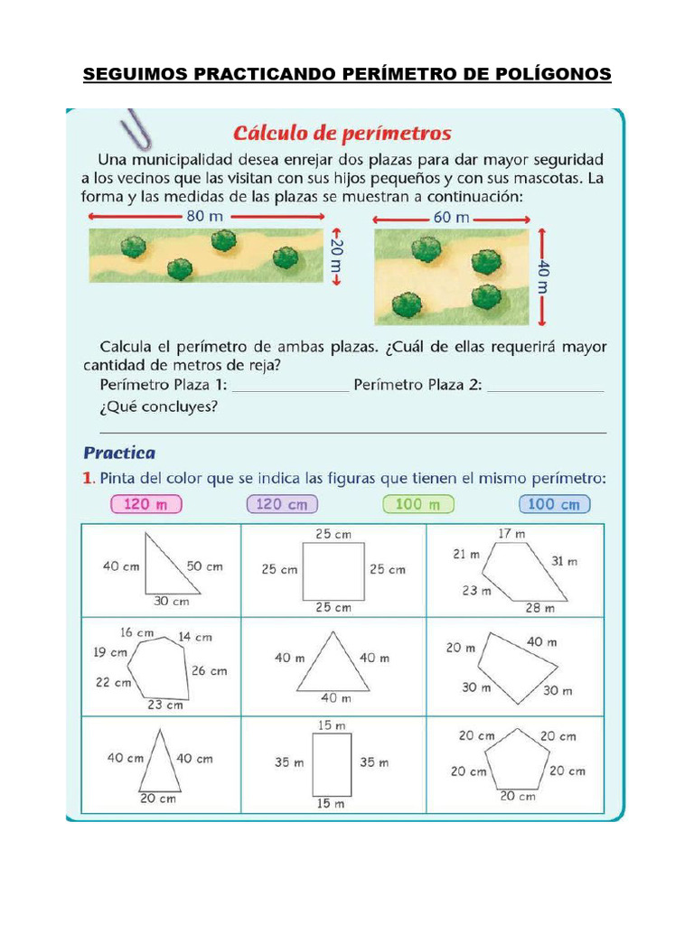 Práctica de Perímetro de Polígonos | PDF