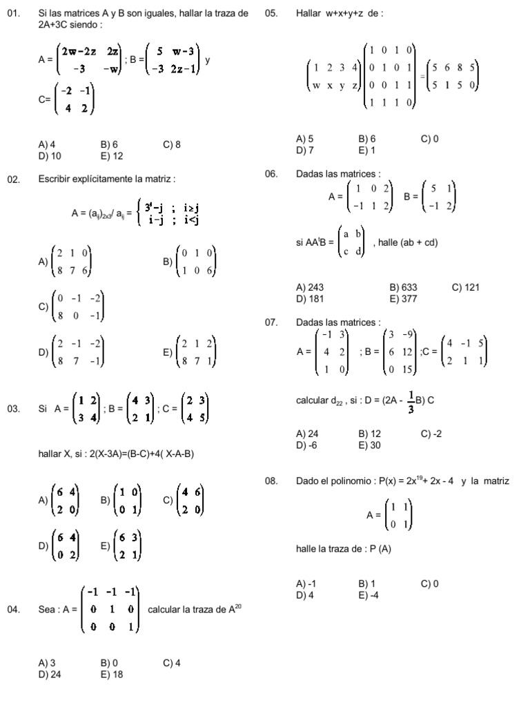 Matrices Anual Uni 2021 | PDF