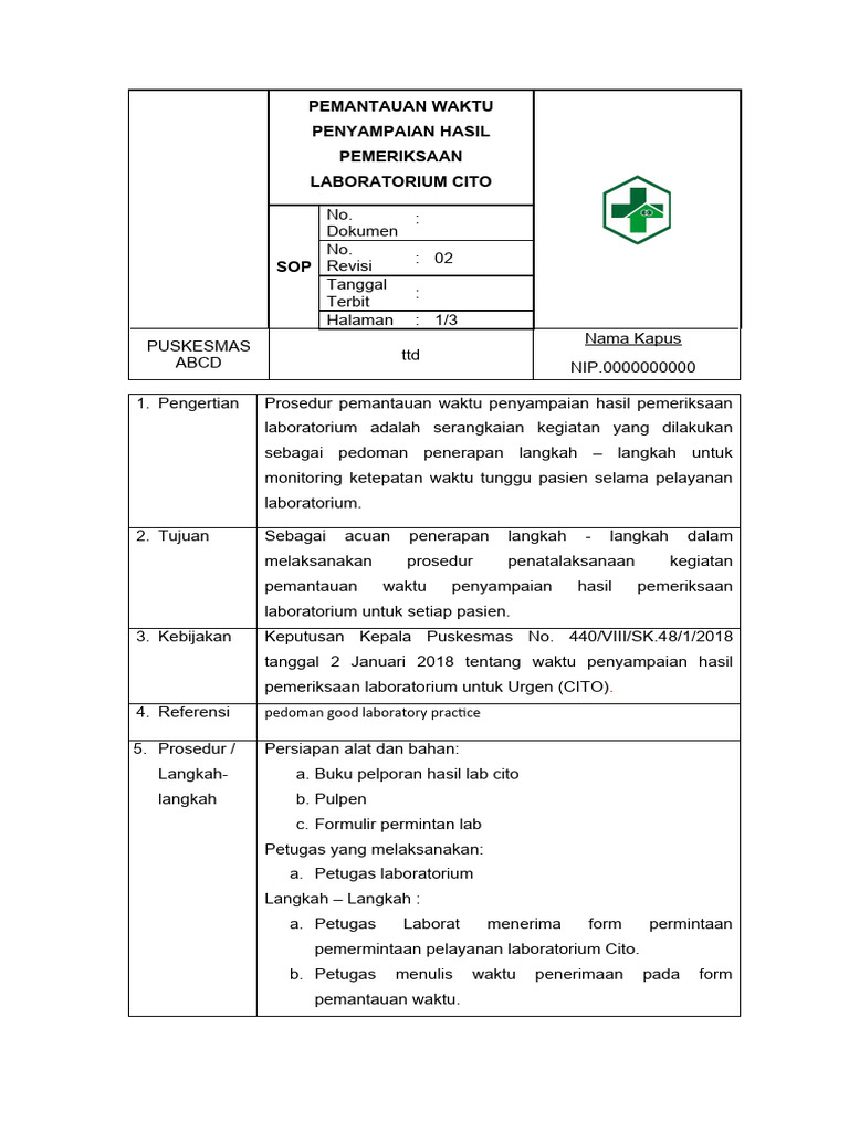 Prosedur Pemantauan Hasil Lab Cito | PDF | Teknologi & Rekayasa
