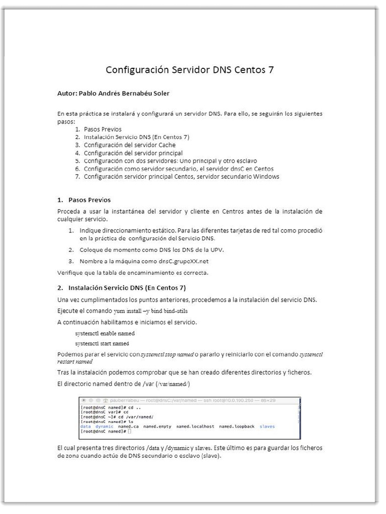 Configuración Servidor DNS Centos 7 PDF | PDF