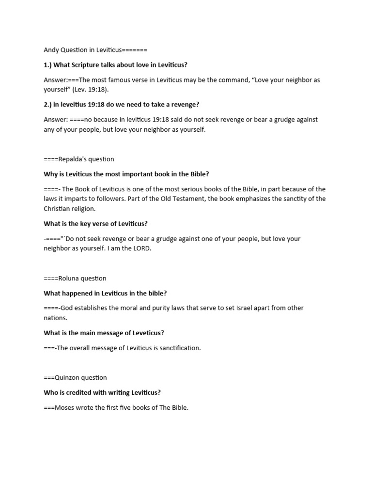 Leviticus Questions and Answers | PDF