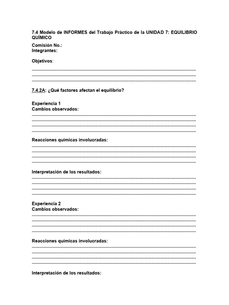 Modelo de Informe - Unidad 7 | PDF