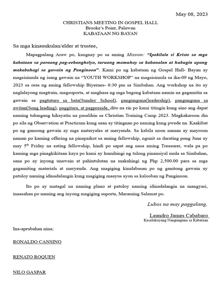 Church Request Letter | PDF